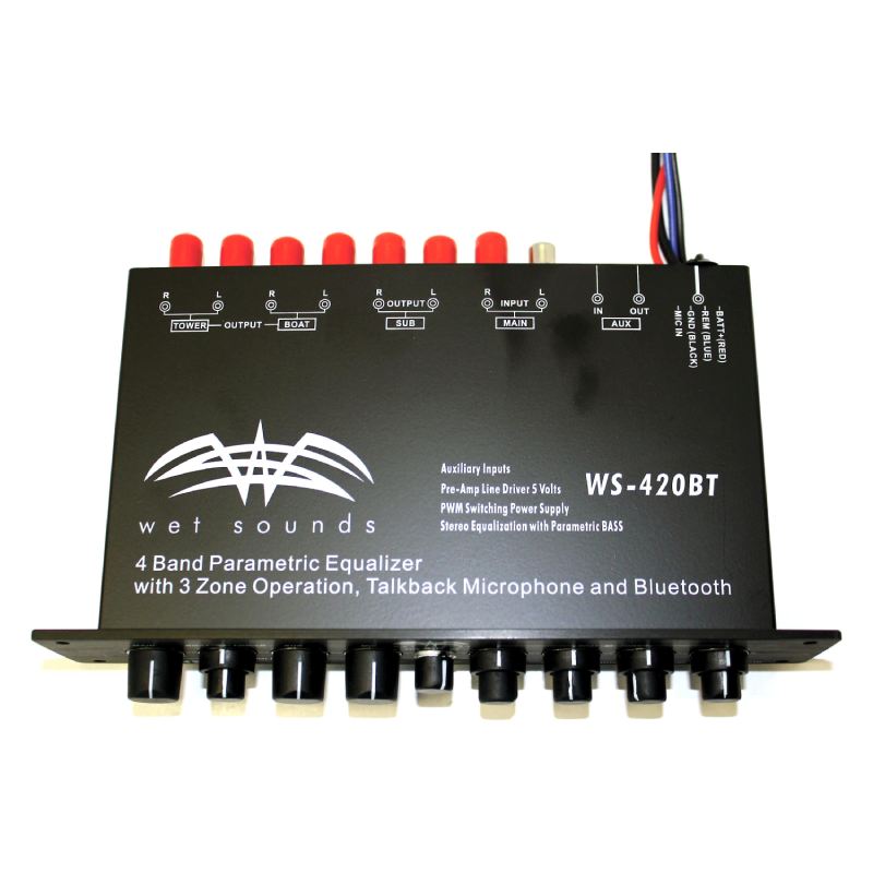 Wet Sounds WS-420 BT Bluetooth Enabled Dual Band Equalizer with 3 Zone Control and Built-in Mic